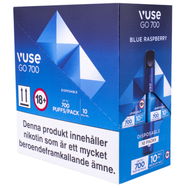 Vuse Go 700 Blue Raspberry 10 mg | Snusfabriken.com ⭐