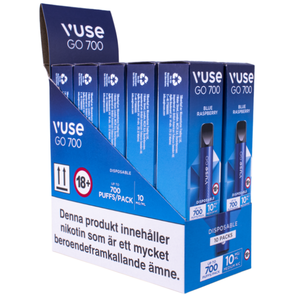 Vuse Go 700 Blue Raspberry 10 mg | Snusfabriken.com ⭐
