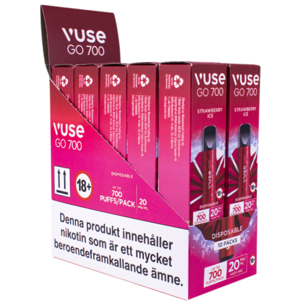 Vuse Go 700 Strawberry Ice - Inget Underhåll Eller Påfyllning